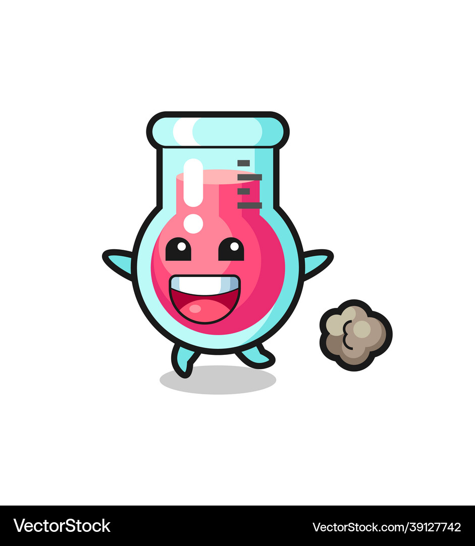 Happy laboratory beaker cartoon with running pose Vector Image