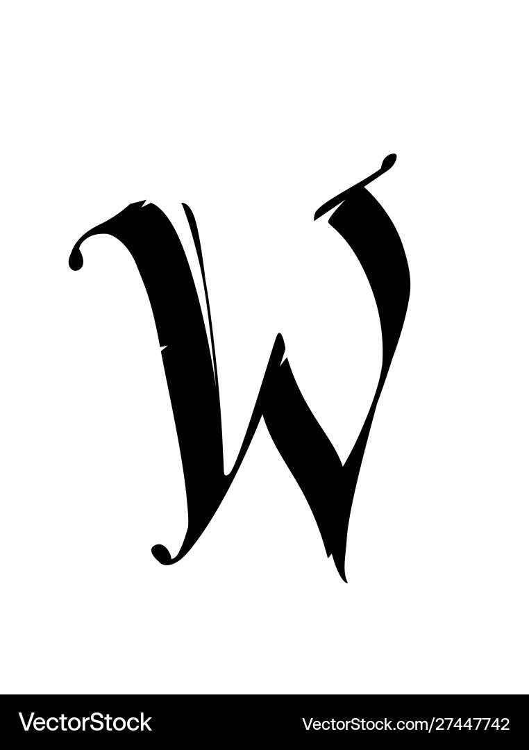 Letter w in gothic style alphabet symbol Vector Image