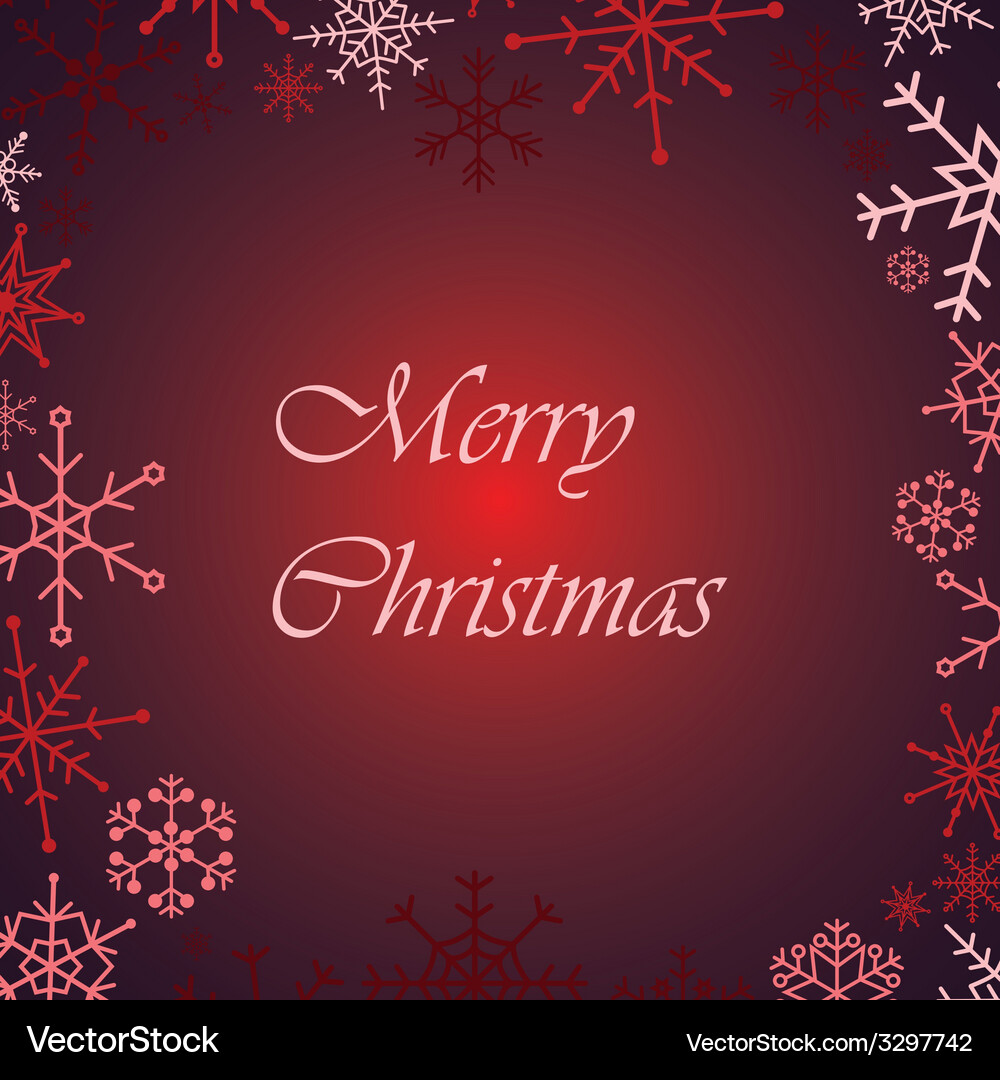 Merry christmas snow flake red card eps10 Vector Image
