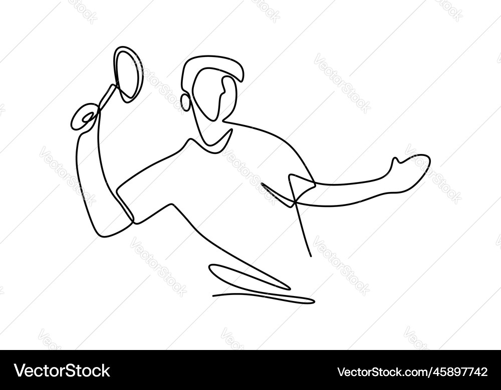 Single continuous line drawing of young agile Vector Image