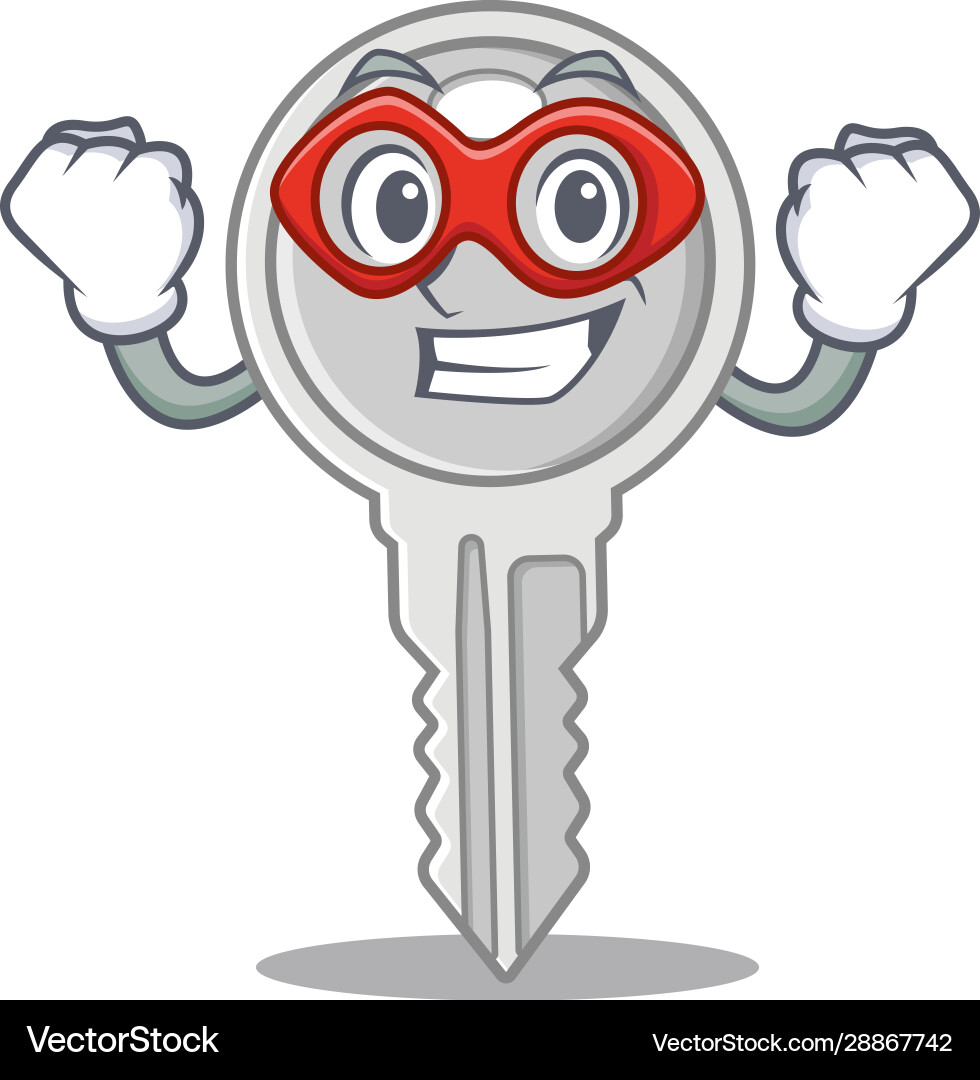 Smiley mascot key dressed as a super hero Vector Image