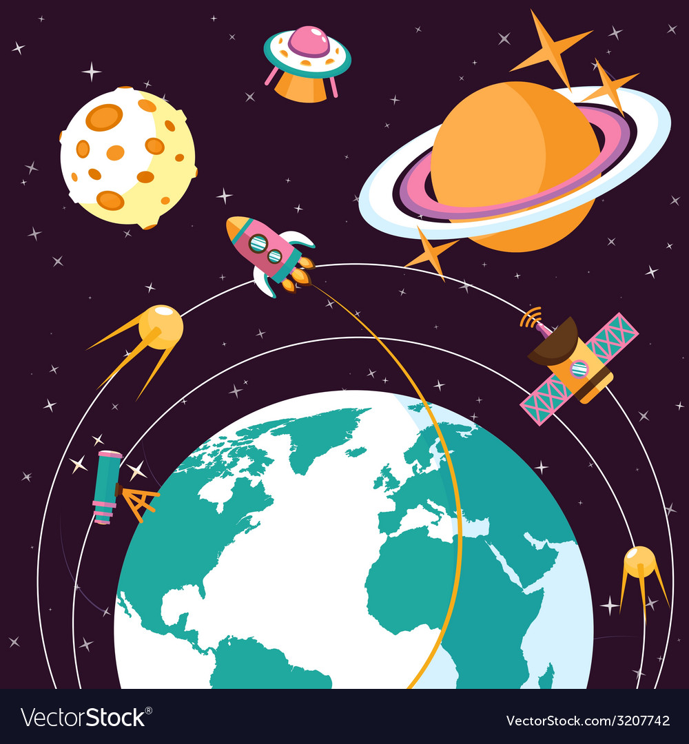 Space flat Royalty Free Vector Image - VectorStock