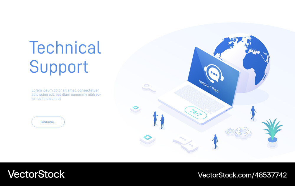 Web page design templates for 24-7 call center Vector Image