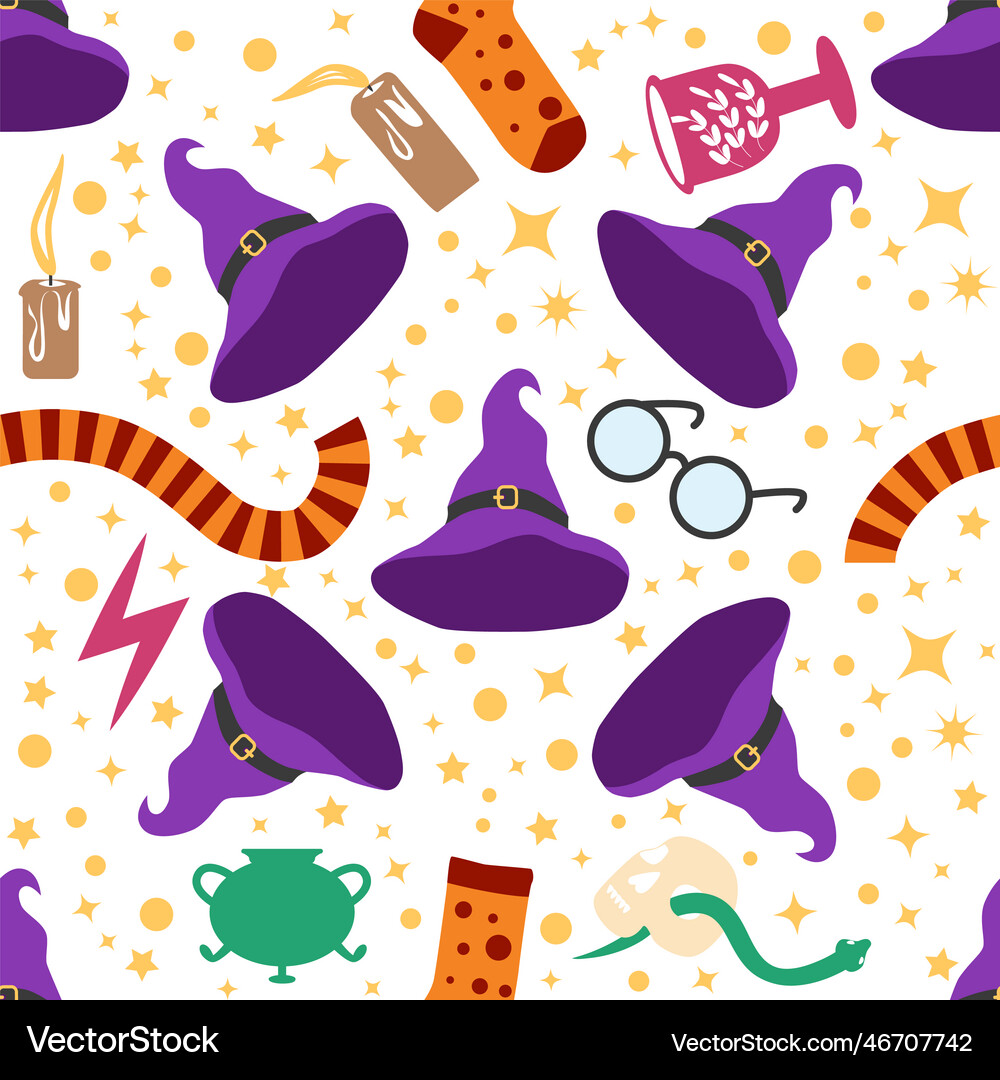 Witches school of magical objects seamless Vector Image