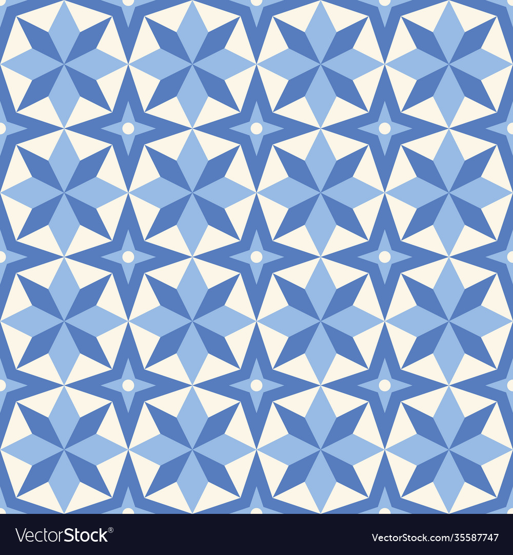 Blue patchwork quilt pattern design in Royalty Free Vector