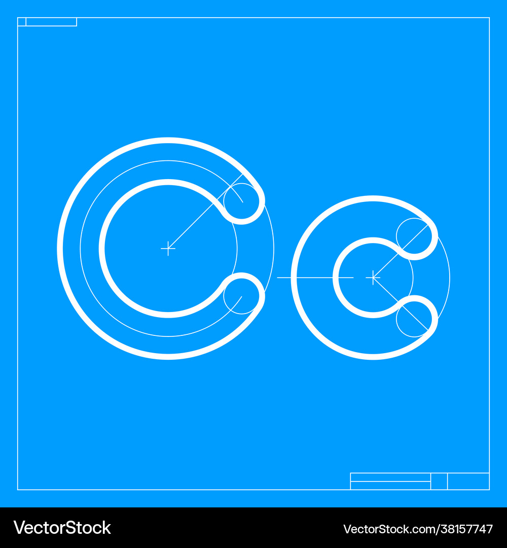 Blueprint sketch letter c logo with construction Vector Image
