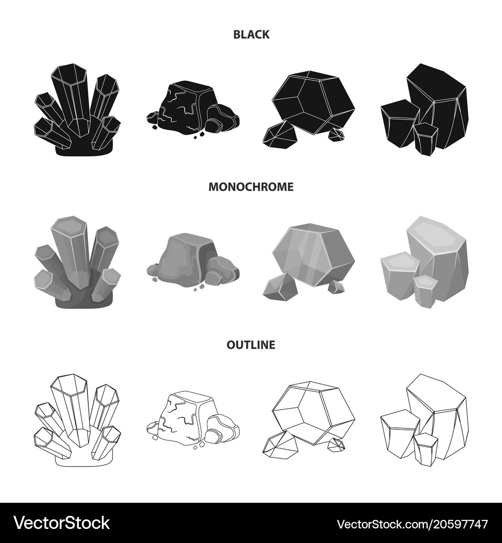 Crystals iron ore precious minerals and a Vector Image