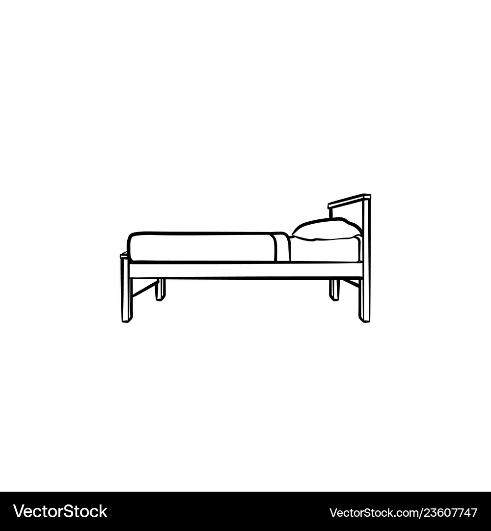 Hand-Drawn Single Bed Outline Royalty Free Vector Image