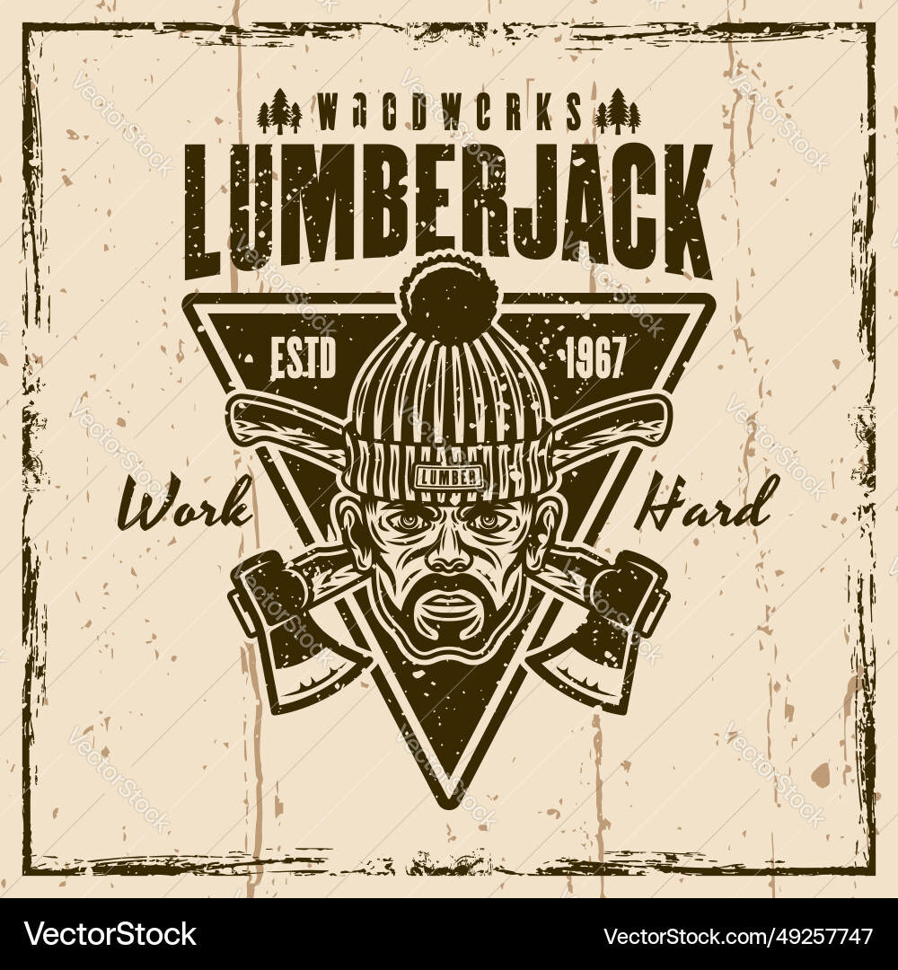 Lumberjack vintage emblem label badge Royalty Free Vector