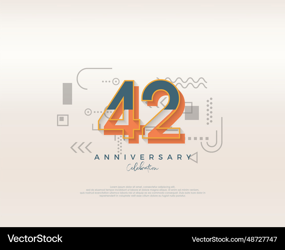 Modern cartoon design simple for 42nd anniversary Vector Image