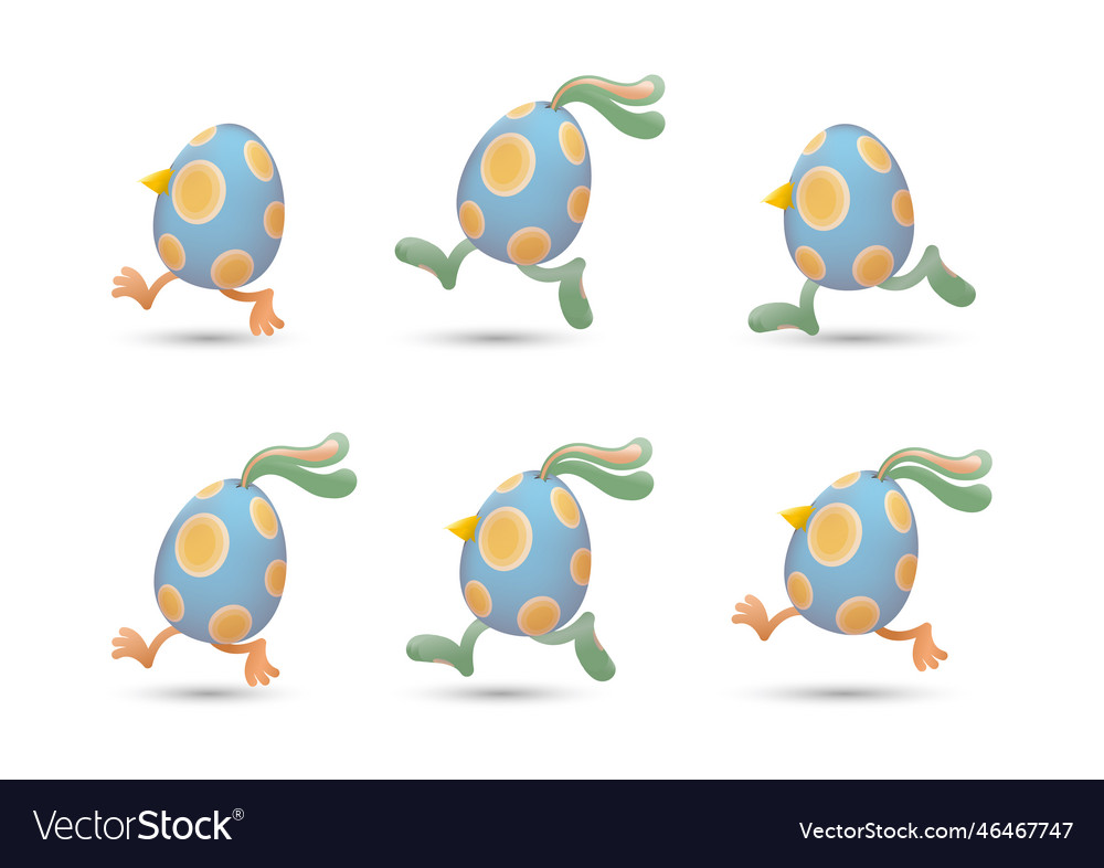 Oval easter eggs run set Royalty Free Vector Image