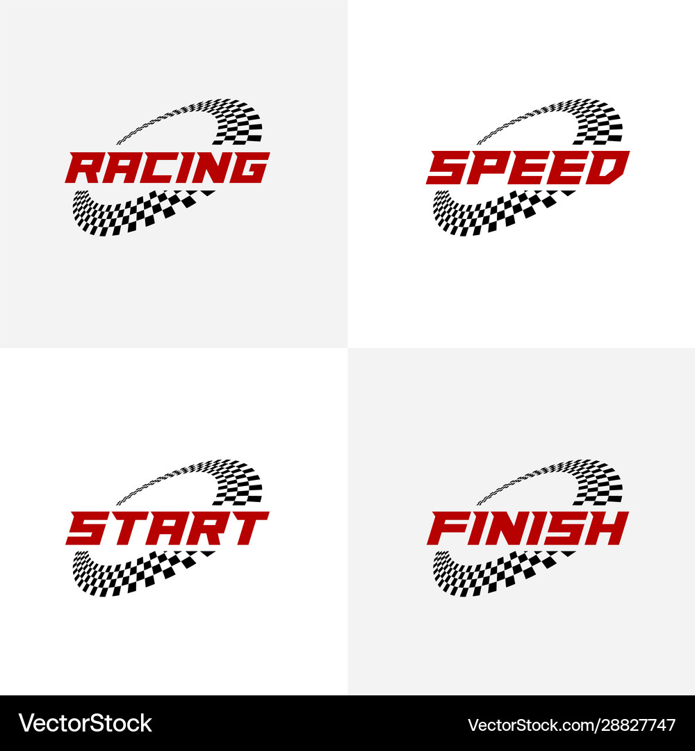 Set race flag logo icon racing concept Royalty Free Vector