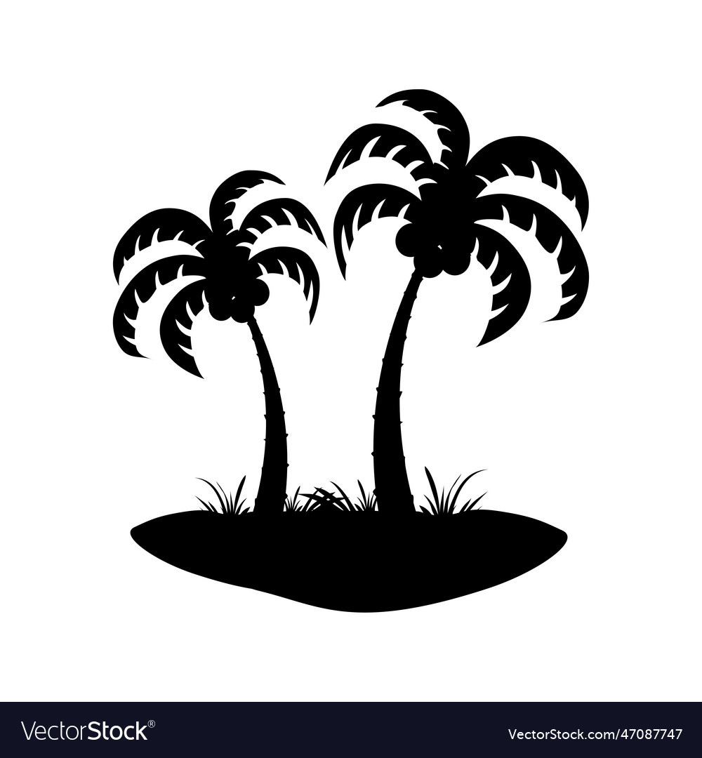 Tropical palm trees on the island isolated Vector Image