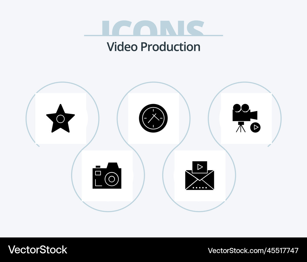 Video production glyph icon pack 5 icon design Vector Image