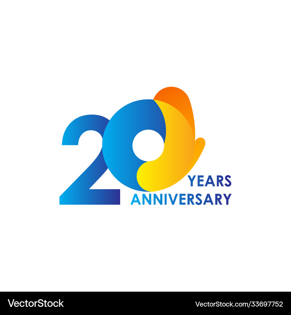 20 years anniversary celebration blue yellow Vector Image