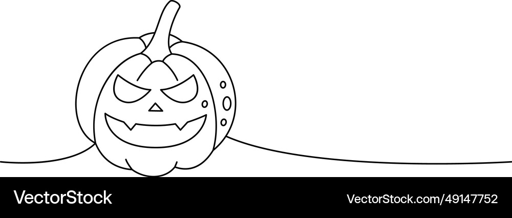 Autumn halloween pumpkin face vegetable one line Vector Image