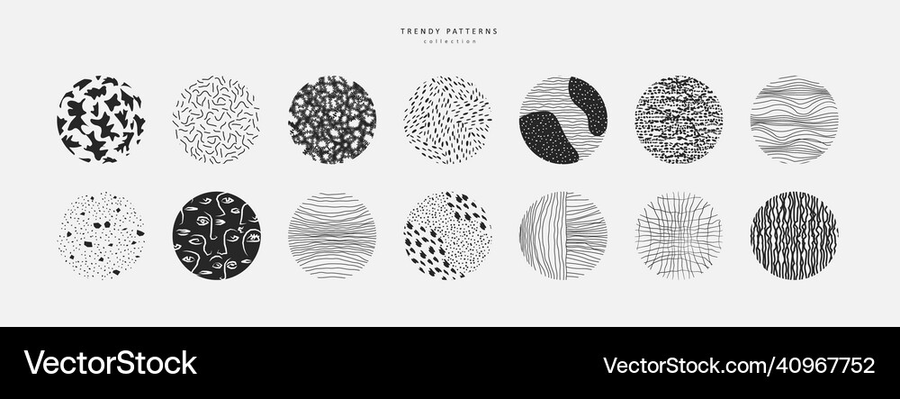Collection of round abstract hand drawn Royalty Free Vector