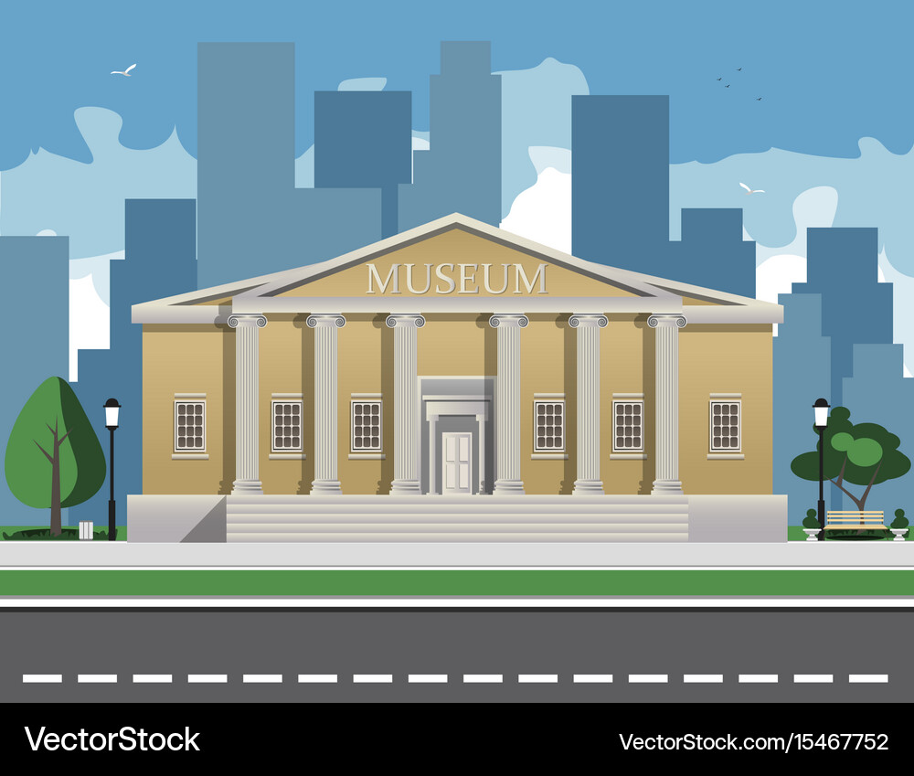 Color depicting museum building with Royalty Free Vector