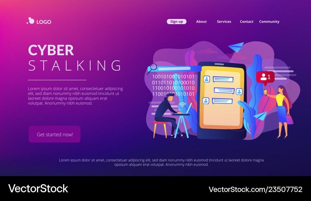 Cyberstalking concept landing page Royalty Free Vector Image