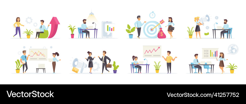 Digital marketing set with people character Vector Image