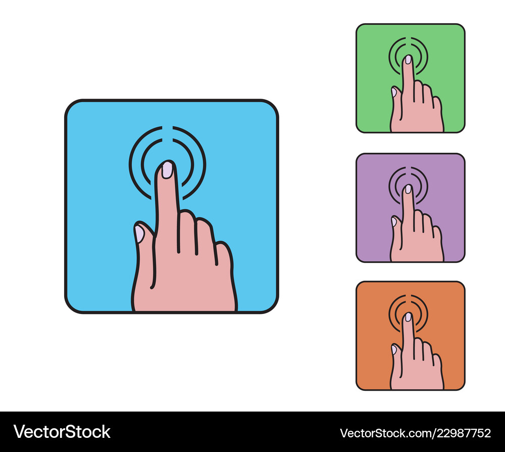 Hand finger click icon colored outline cartoon Vector Image