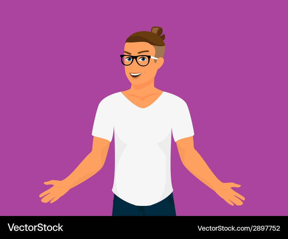 Hipster guy wearing small ponytail Royalty Free Vector Image