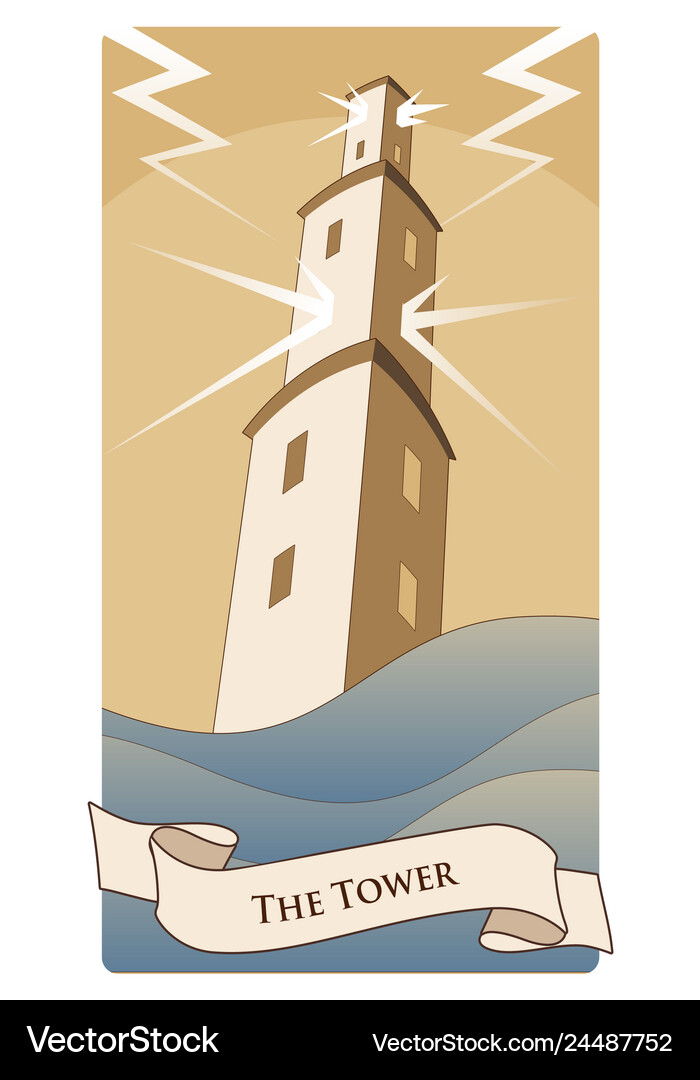Major arcana tarot cards tower large tower Vector Image