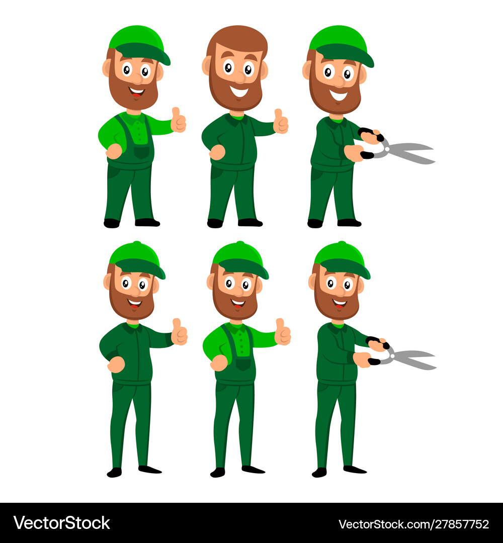 Modern cartoon gardener character Royalty Free Vector Image