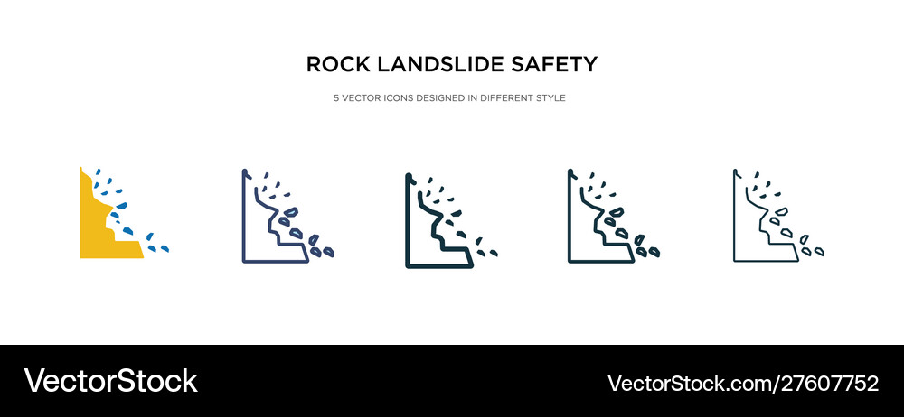 Rock landslide safety icon in different style Vector Image