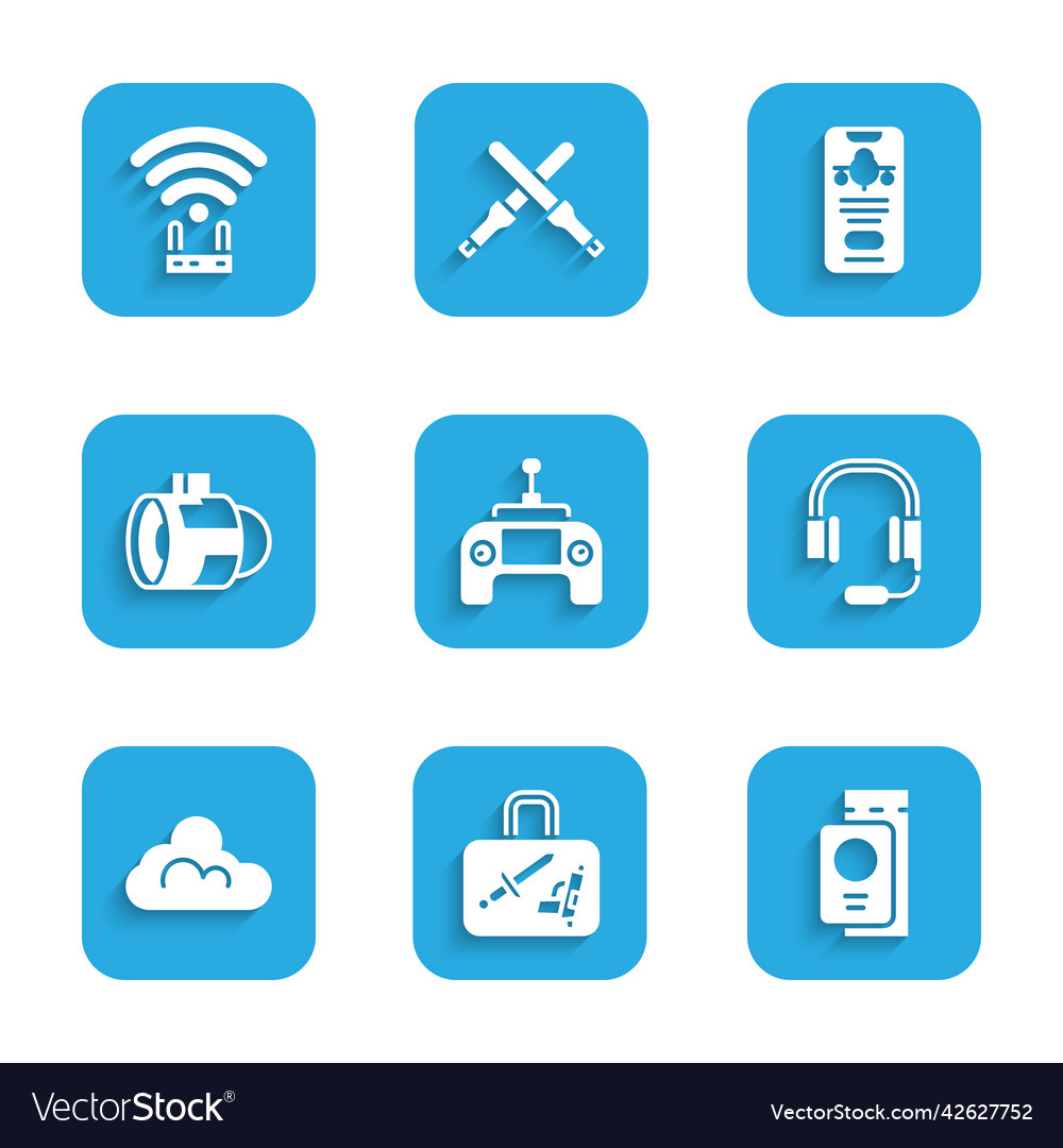 Set drone remote control suitcase passport Vector Image Set drone remote control suitcase passport Vector Image