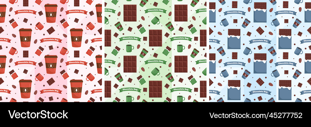 Set of chocolate seamless pattern design Vector Image