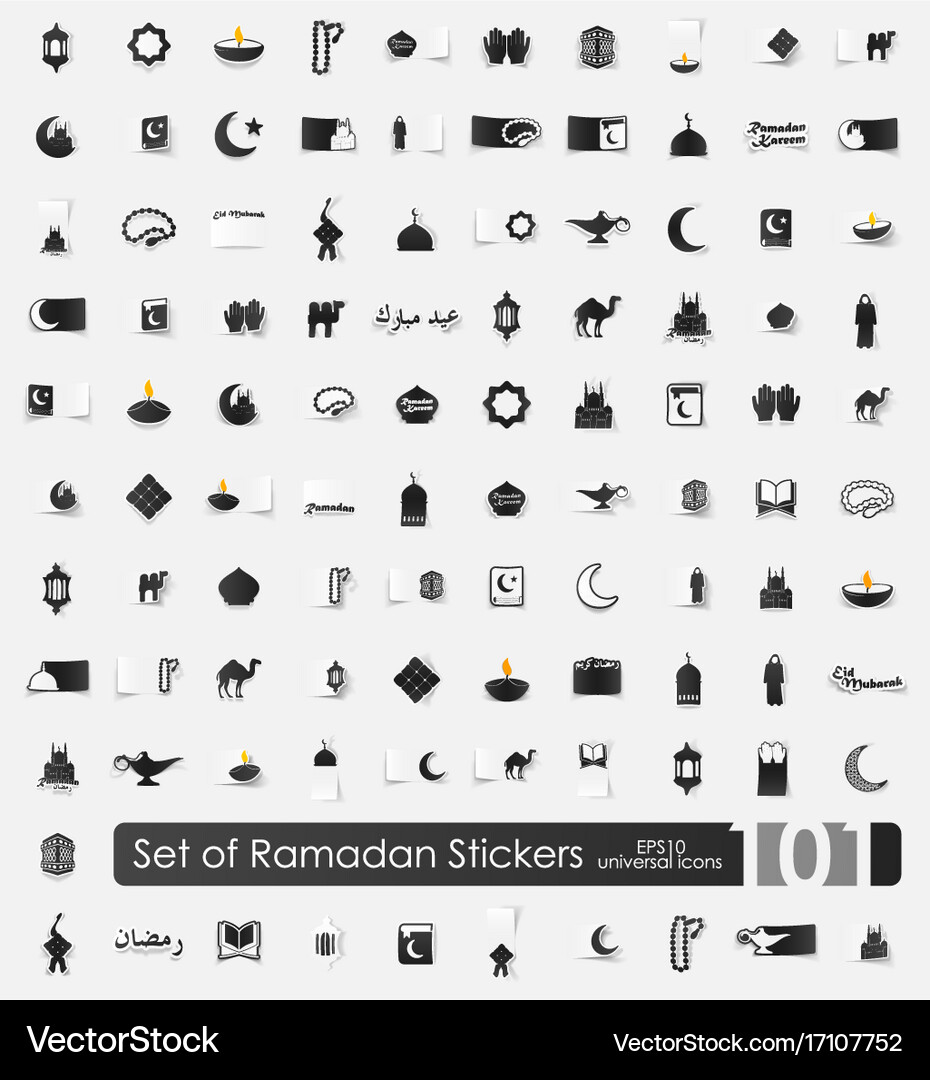 Set of ramadan stickers Royalty Free Vector Image