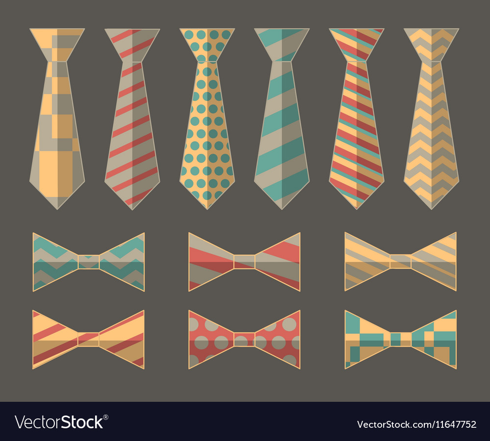 Set of ties and bow Royalty Free Vector Image - VectorStock