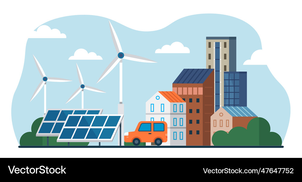 Solar panels cells for electricity grid eco Vector Image