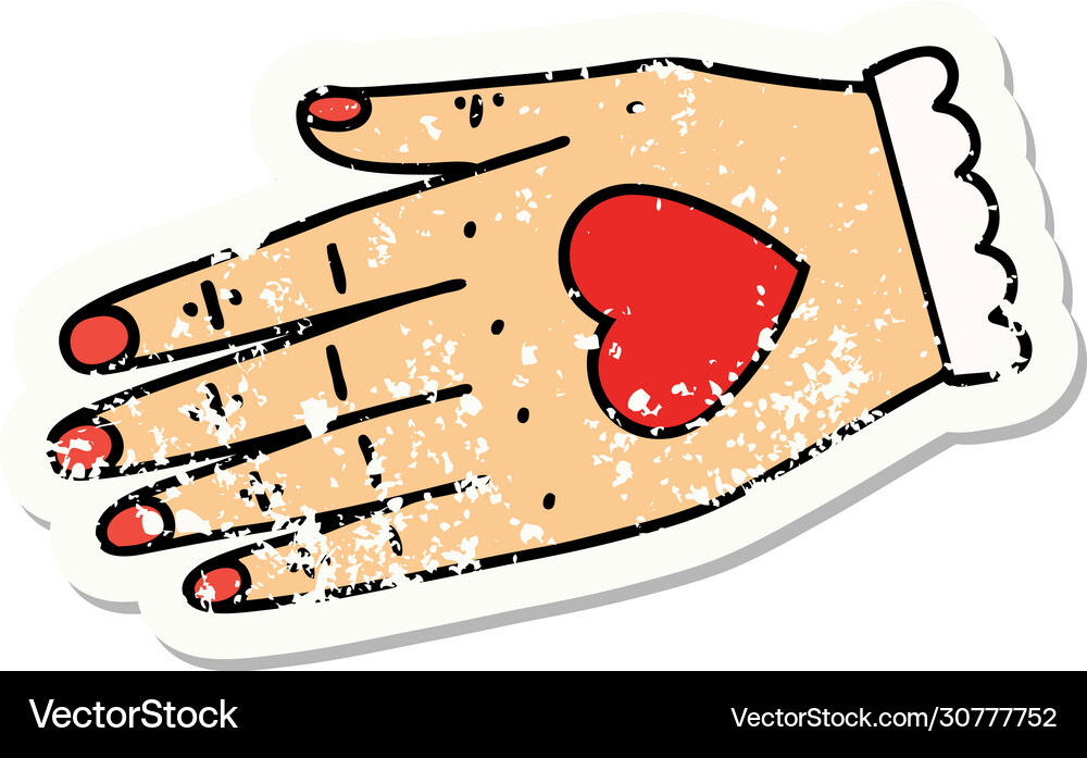 Traditional distressed sticker tattoo a hand Vector Image