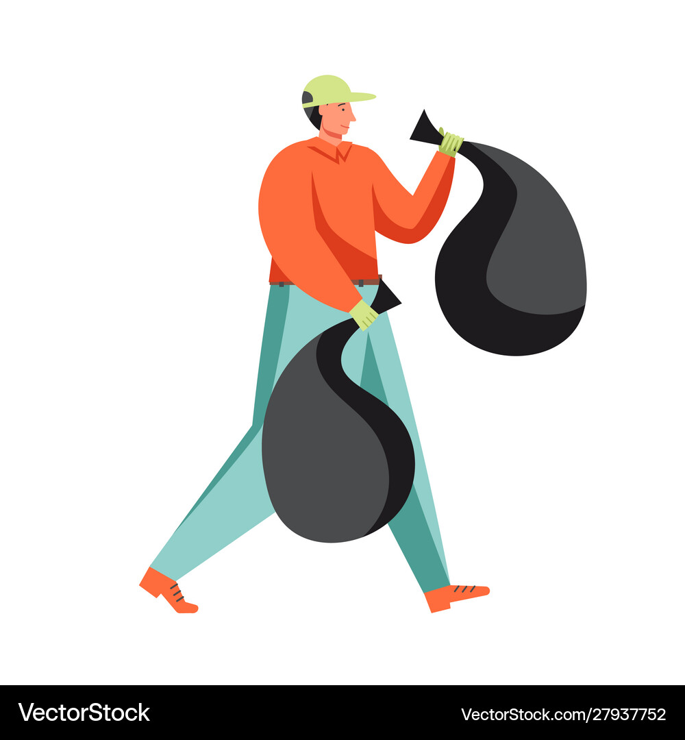Waste collection and street cleaning flat Vector Image