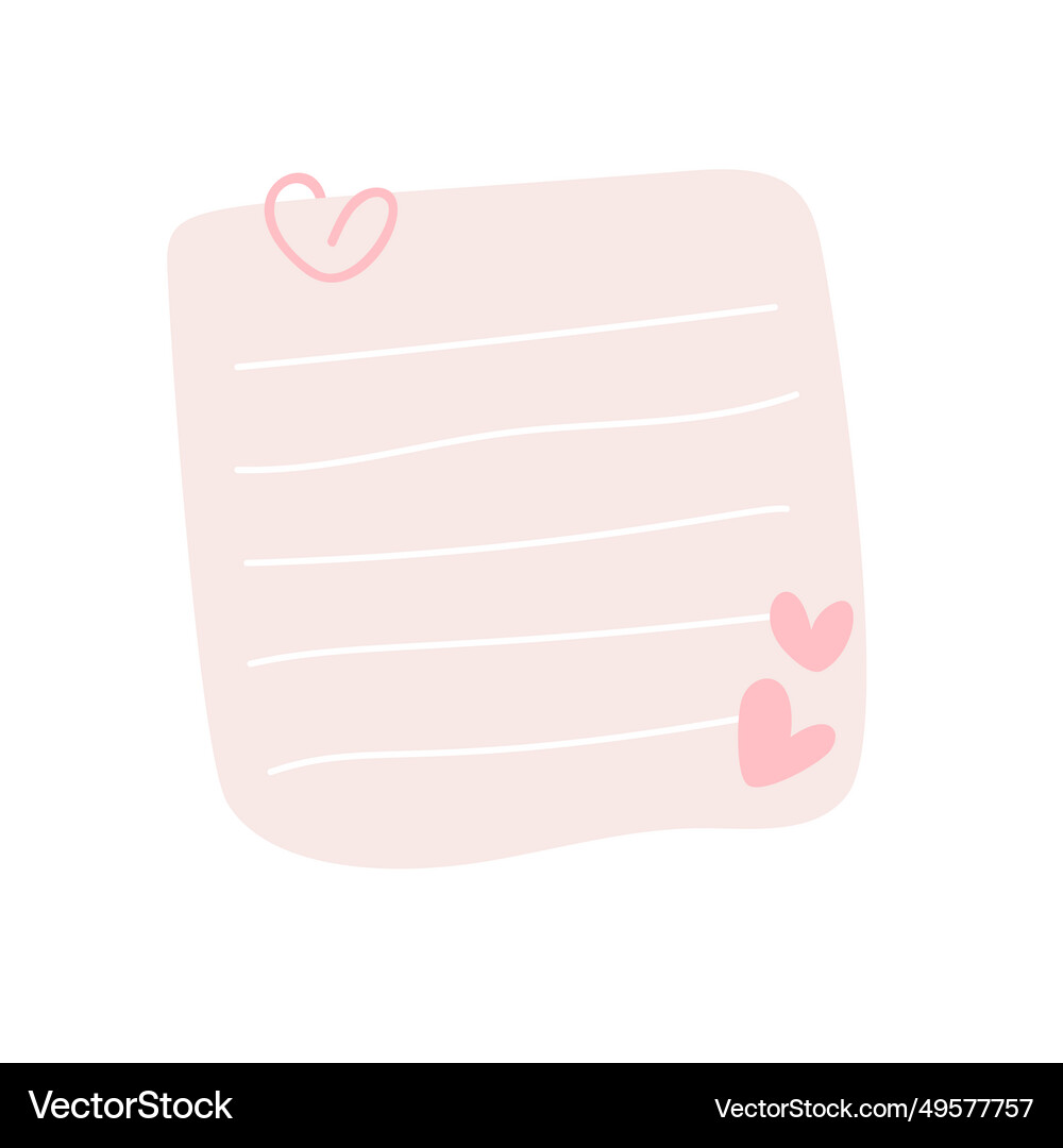 Beige note paper post with hearts love romantic Vector Image