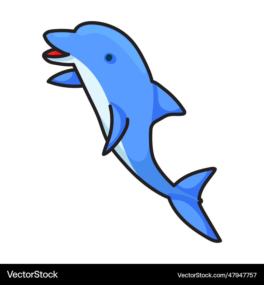 Blue dolphin iconcolor logo isolated Royalty Free Vector