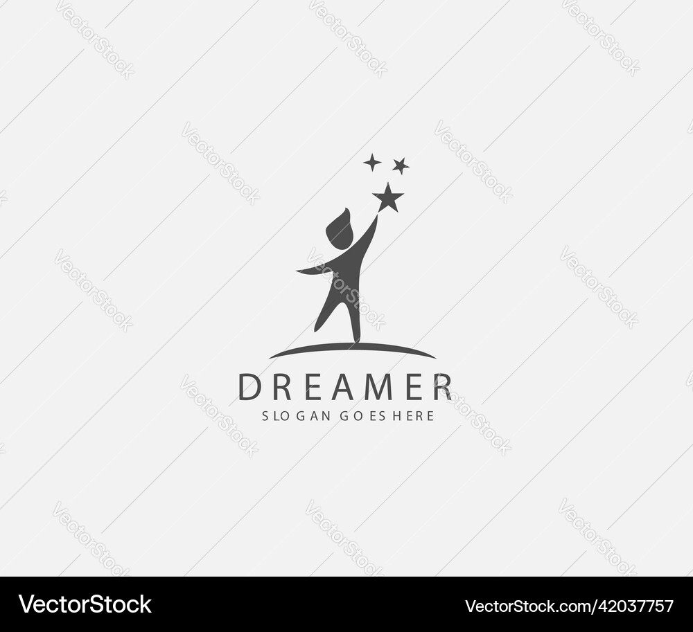 Child reaching star logo education designs Vector Image