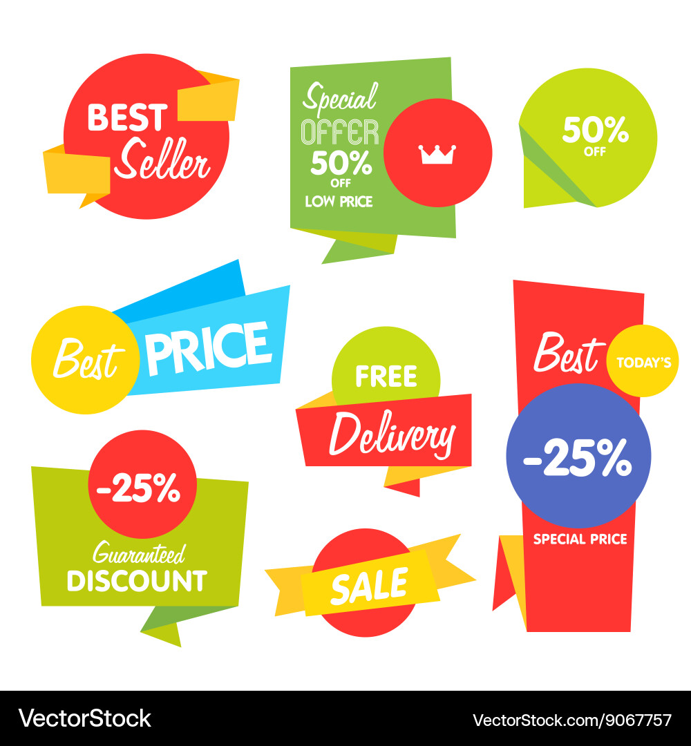 Collection of abstract label sticker tags Vector Image