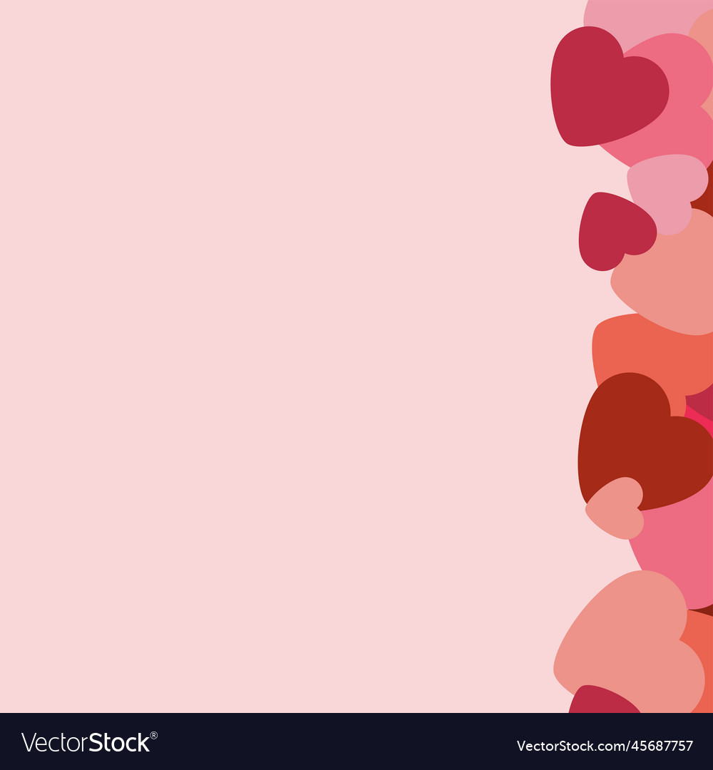 Frame with red and pink hearts on pink Royalty Free Vector