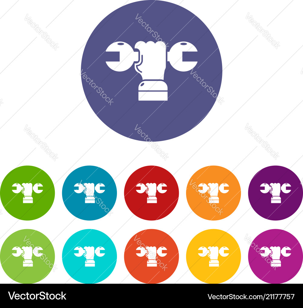 Hand wrench icons set color Royalty Free Vector Image