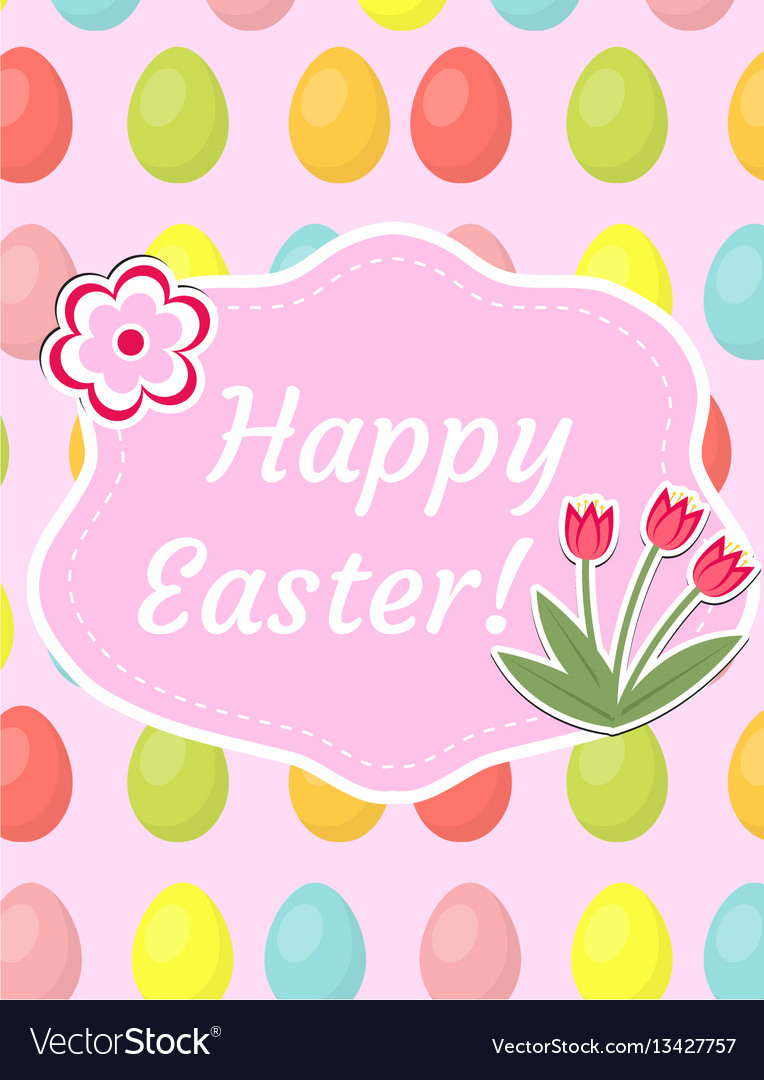 Happy easter greeting card flyer poster with red Vector Image