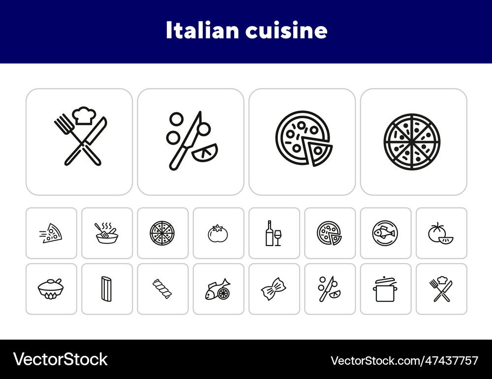 Italian cuisine line icon set Royalty Free Vector Image