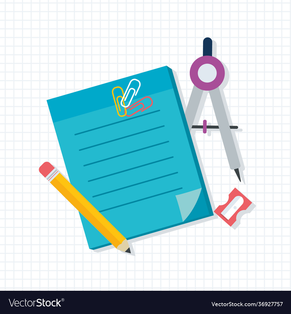 Notepad and tools Royalty Free Vector Image - VectorStock