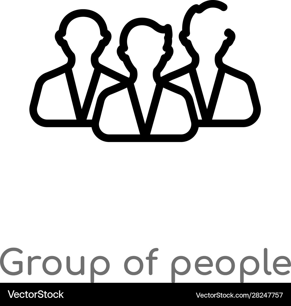 Outline group people icon isolated black Vector Image