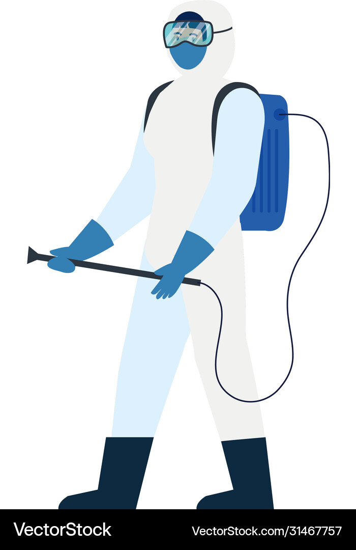 Person with protective suit for spraying viruses Vector Image