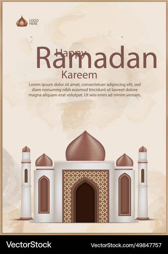 Realistic ramadan poster with mosque for banner Vector Image