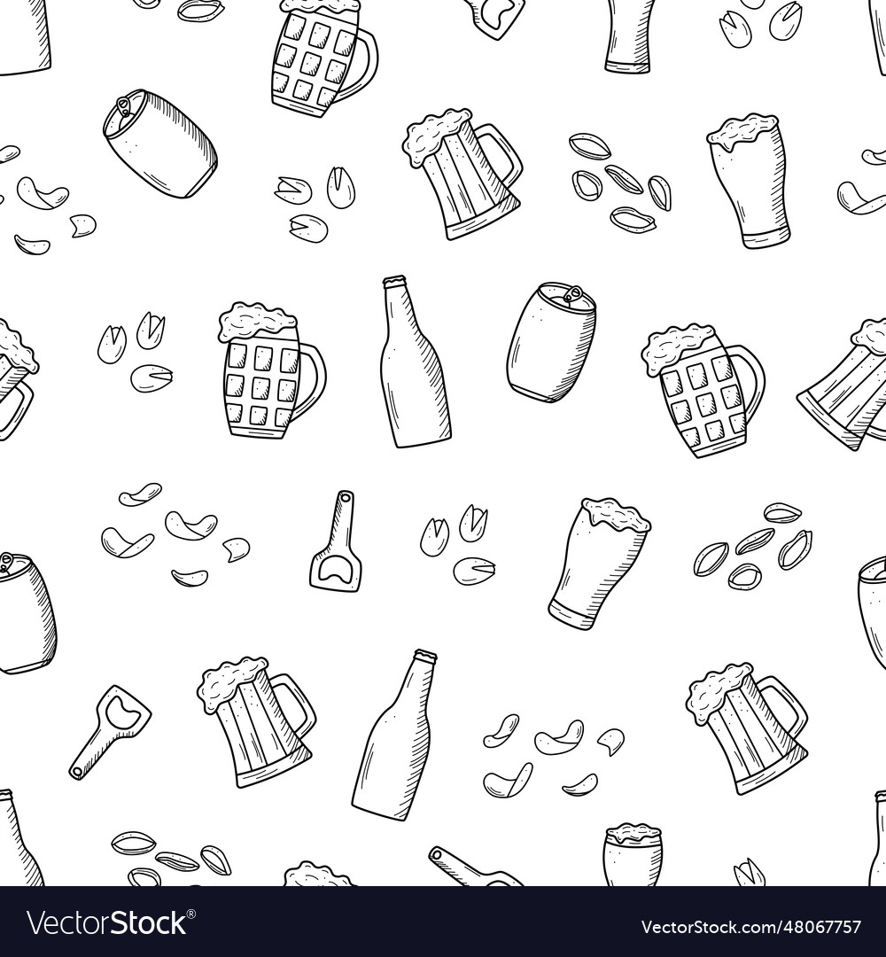 Seamless pattern beer doodle icons Royalty Free Vector Image Seamless pattern beer doodle icons Royalty Free Vector Image