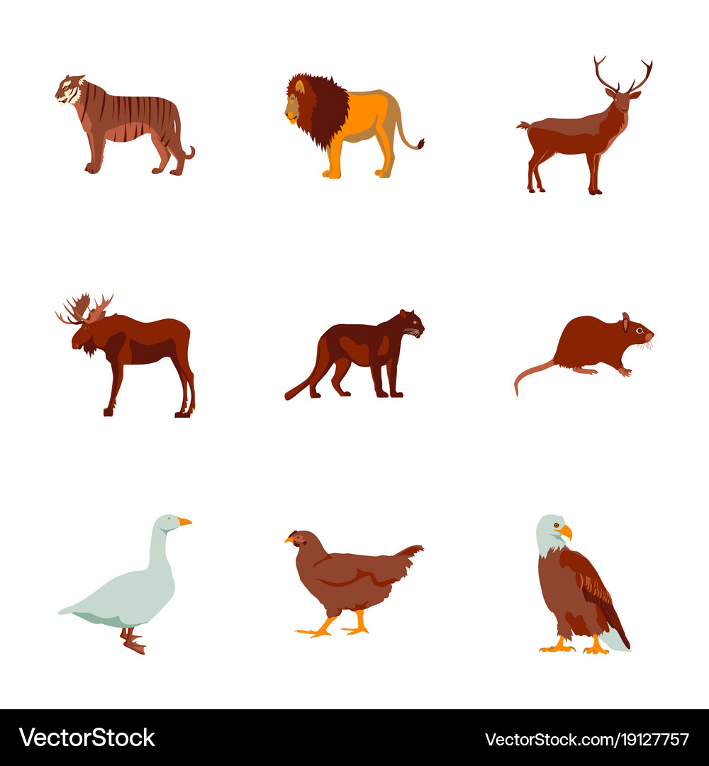 Set of in flat style animals Royalty Free Vector Image